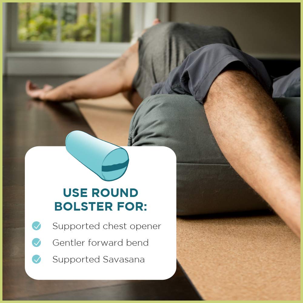Bean Products Yoga Bolster - Handcrafted in The USA with Eco Friendly Materials - Studio Grade Support Cushion That Elevates Your Practice & Lasts Longer - Round, Cotton Orchid