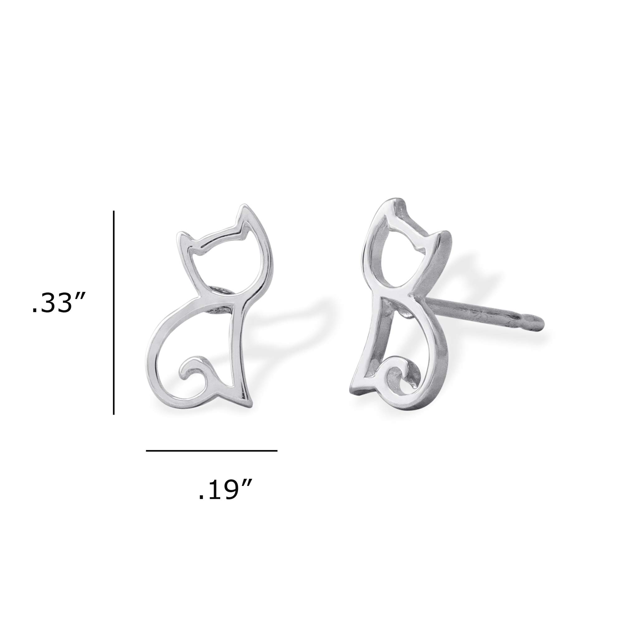 Boma Jewelry Sterling Silver Cut Out Cat Stud Earrings