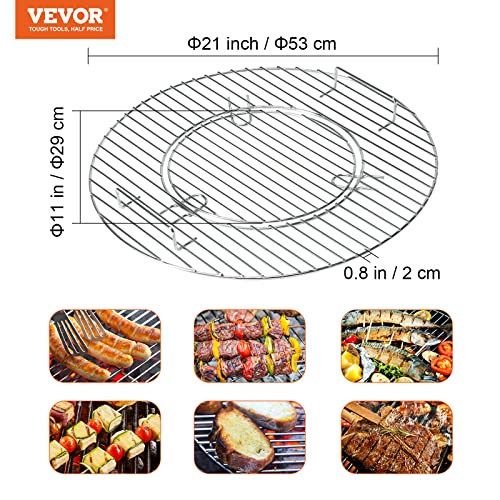 VEVOR 21 inch 22 inch, Round Grates Kettle Charcoal Grill Replacement Parts for Outdoor Cooking, Barbecue Camping, Picnic, Backyard, Silver