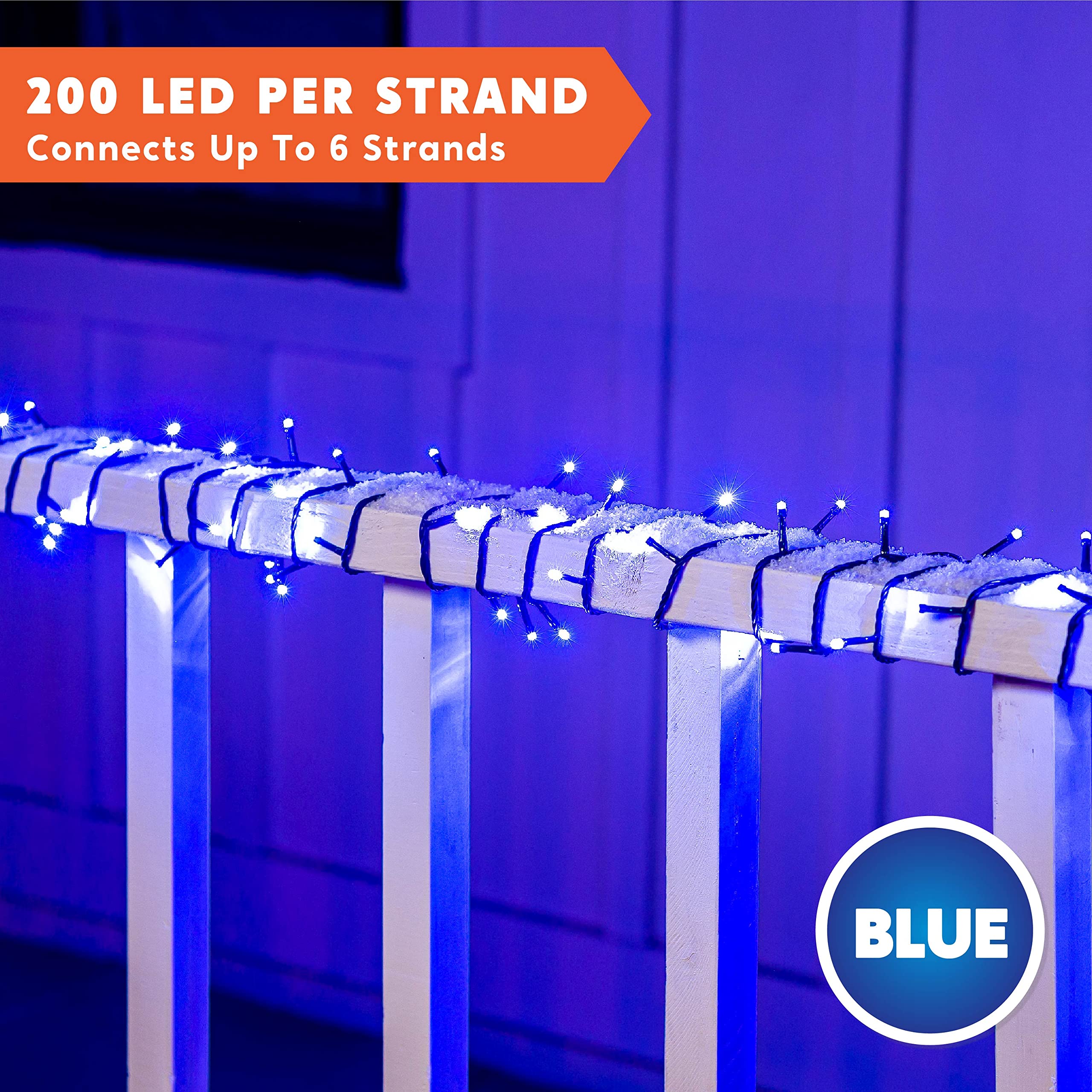 Joiedomi 200 LED Blue Halloween String Lights with 8 Modes 65.2FT Green Wire for Indoor Outdoor Holiday Décor Halloween Event Decoration, Tree, Eaves, Haunted House Theme Party