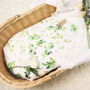 Green Leaves Crib Sheet and Changing Pad Covers,Bassinet Sheet