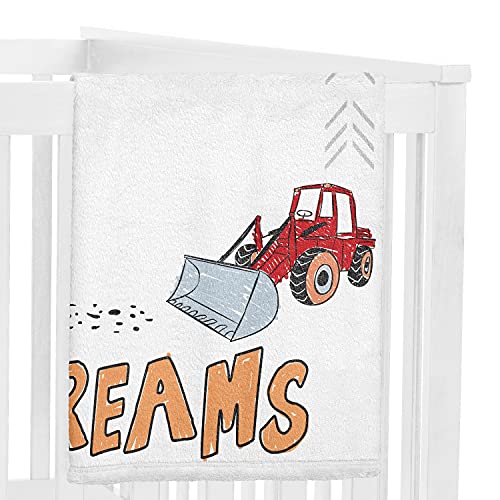 Sweet Jojo Designs Construction Truck Boy Milestone Blanket Monthly Newborn First Year Growth Mat Baby Shower Memory Keepsake Gift Picture - Grey Yellow Orange Red Blue Transportation Chevron Arrow