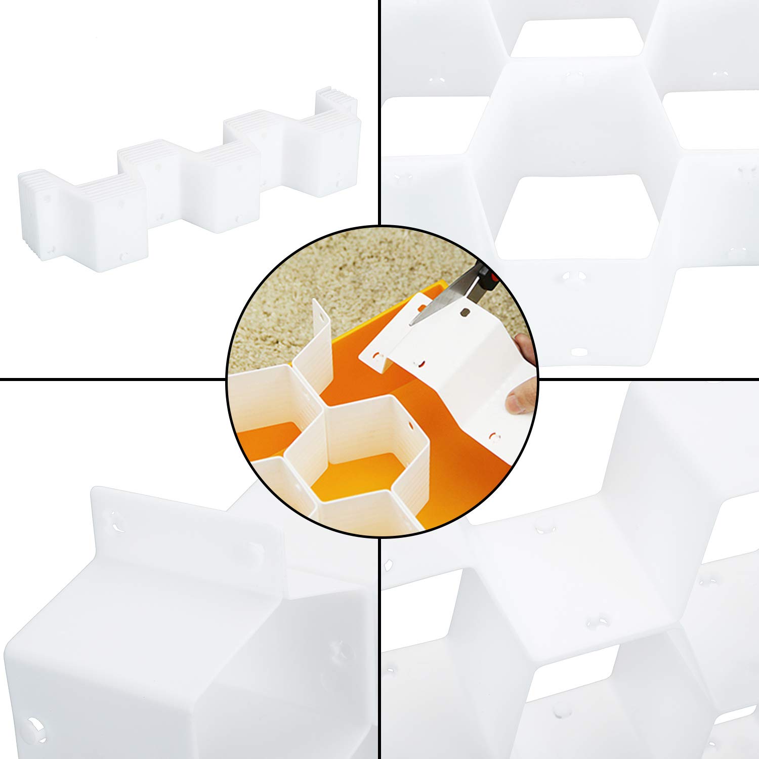 Foraineam 3 Pack Honeycomb Drawer Organizer Plastic Partition Cabinet Clapboard Storage Boxes Closet Organizer Drawer Dividers