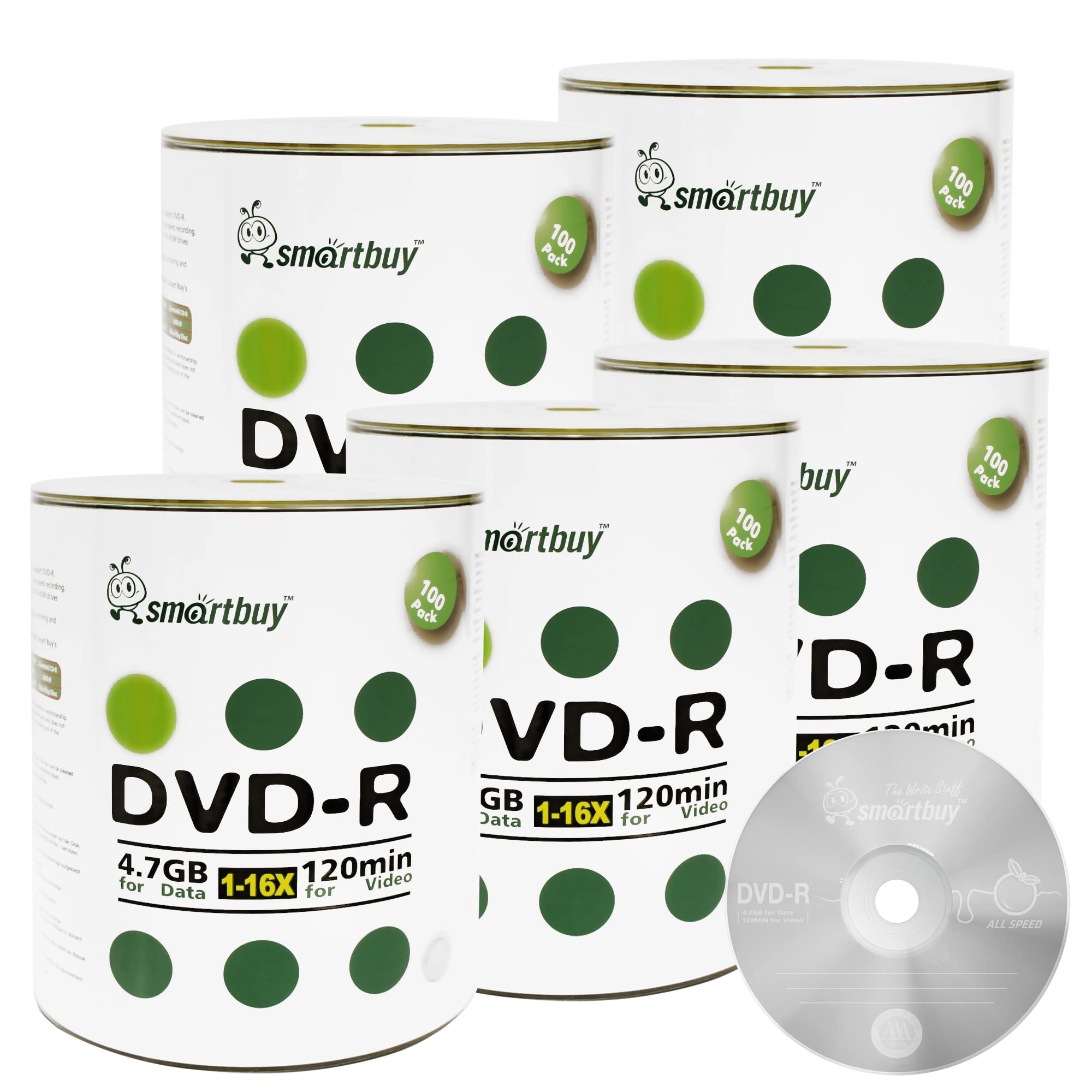 Smart Buy 500 Pack DVD-R 4.7gb 16x Logo Blank Data Video Movie Recordable Disc, 500 Disc 500pk