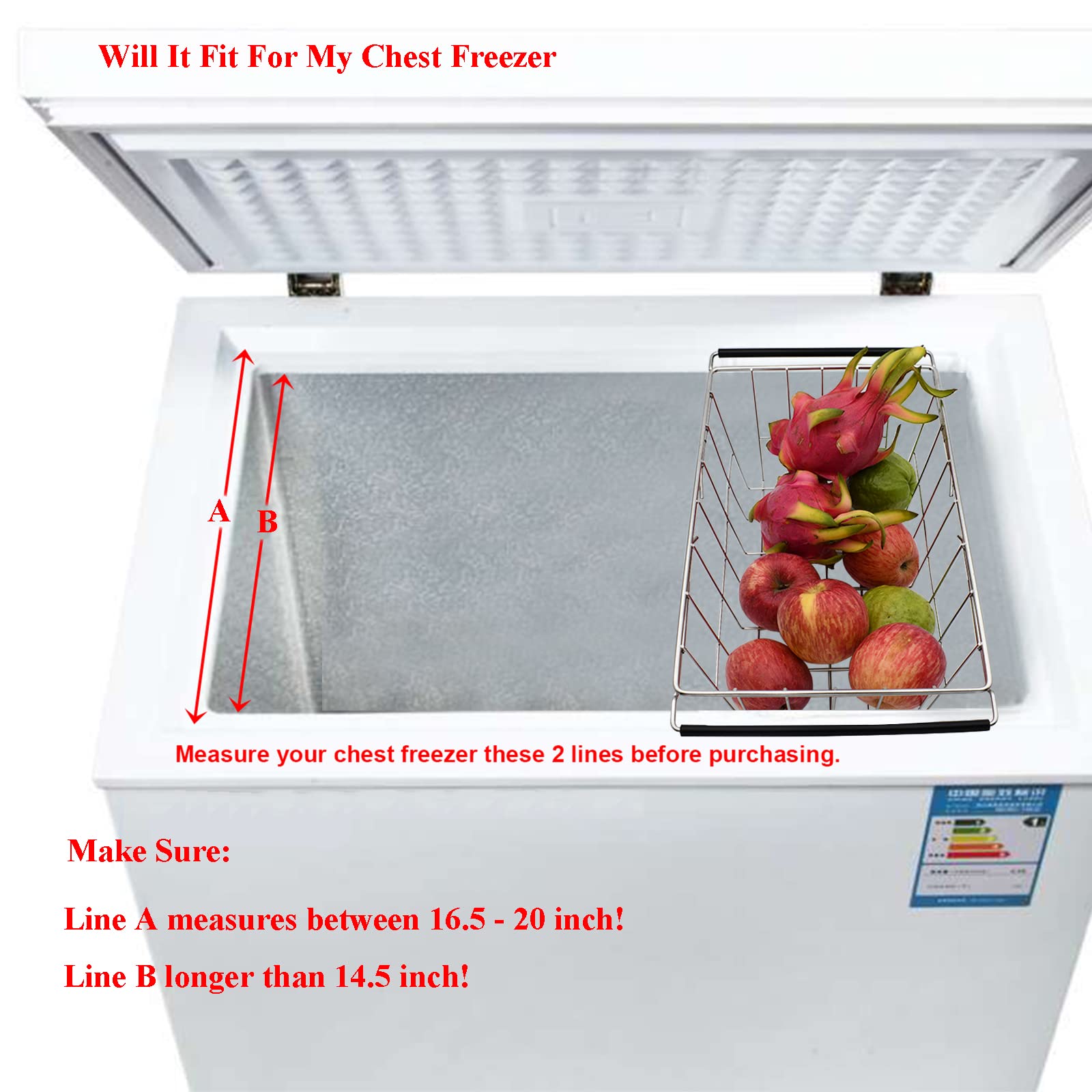 Chest Freezer Organizer Bin Expandable Wire Basket Storage, Cabinet Shelf Organizer Freezer Shelf Rack