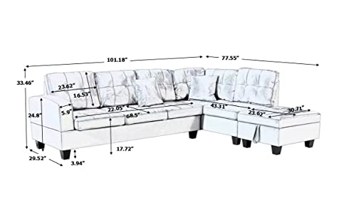 EMKK Variable Bed Sofa Living Room Folding Sectional Sofa with Reversible Chaise Lounge, Upholstered L-Shaped Couch with Two Cup Holders 2 Pillows for Office Apartment Large Space Furniture Sets