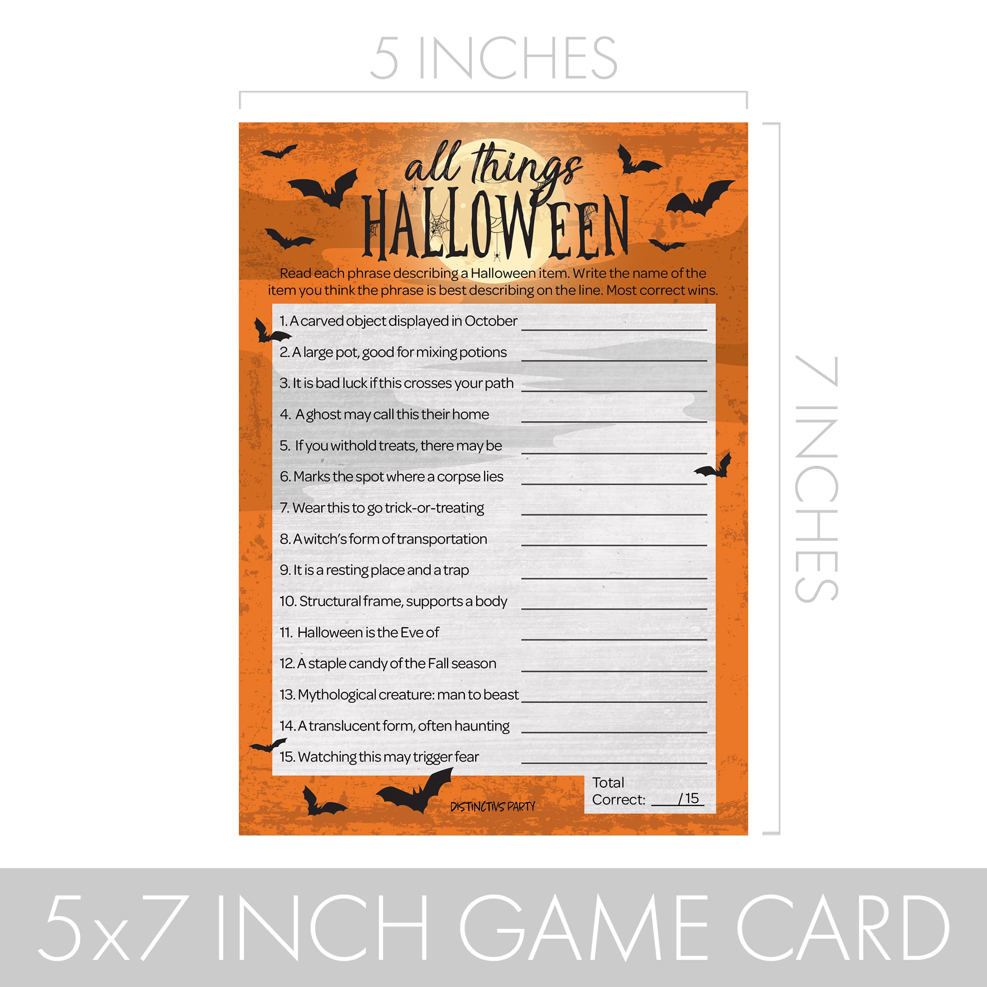 DISTINCTIVS Halloween Party Games, Halloween Trivia & Phobia Match 2 Game Bundle - 25 Count