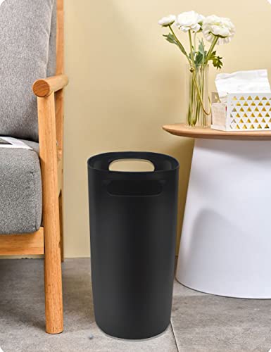 Diyalor 2.6 Gallon Small Trash Can with Handle,Durable Bathroom Wastebasket Garbage Can (Pack of 2, Black)