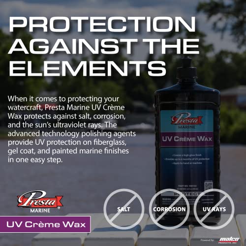 Presta UV Crème Wax - Creates High Gloss Finish and Long-Lasting Shine / Traditional Wax For Use On Fiberglass, Gel Coat and Painted Vehicle Finishes / 1 Gallon. (166101)