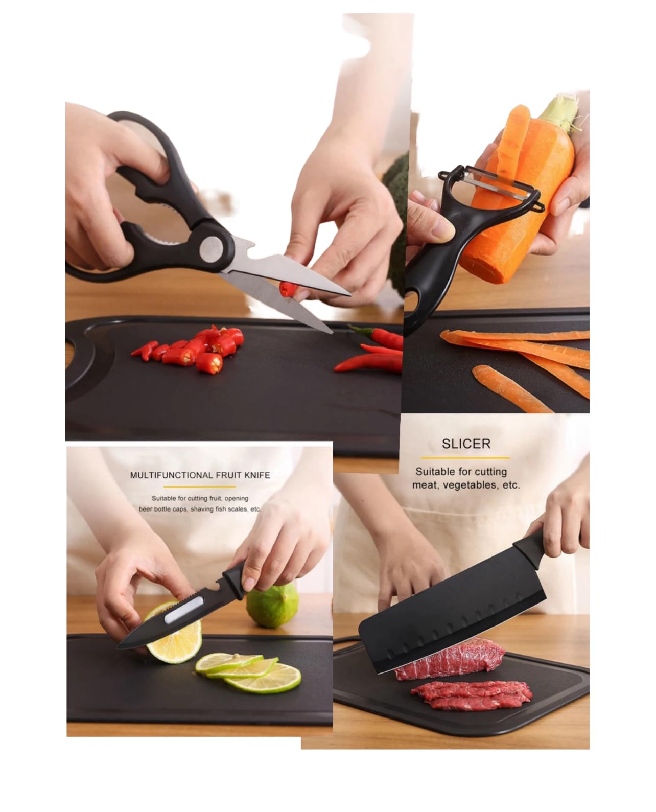 TM MARBLE STAINLESS STEEL 7PIECE KNIFE