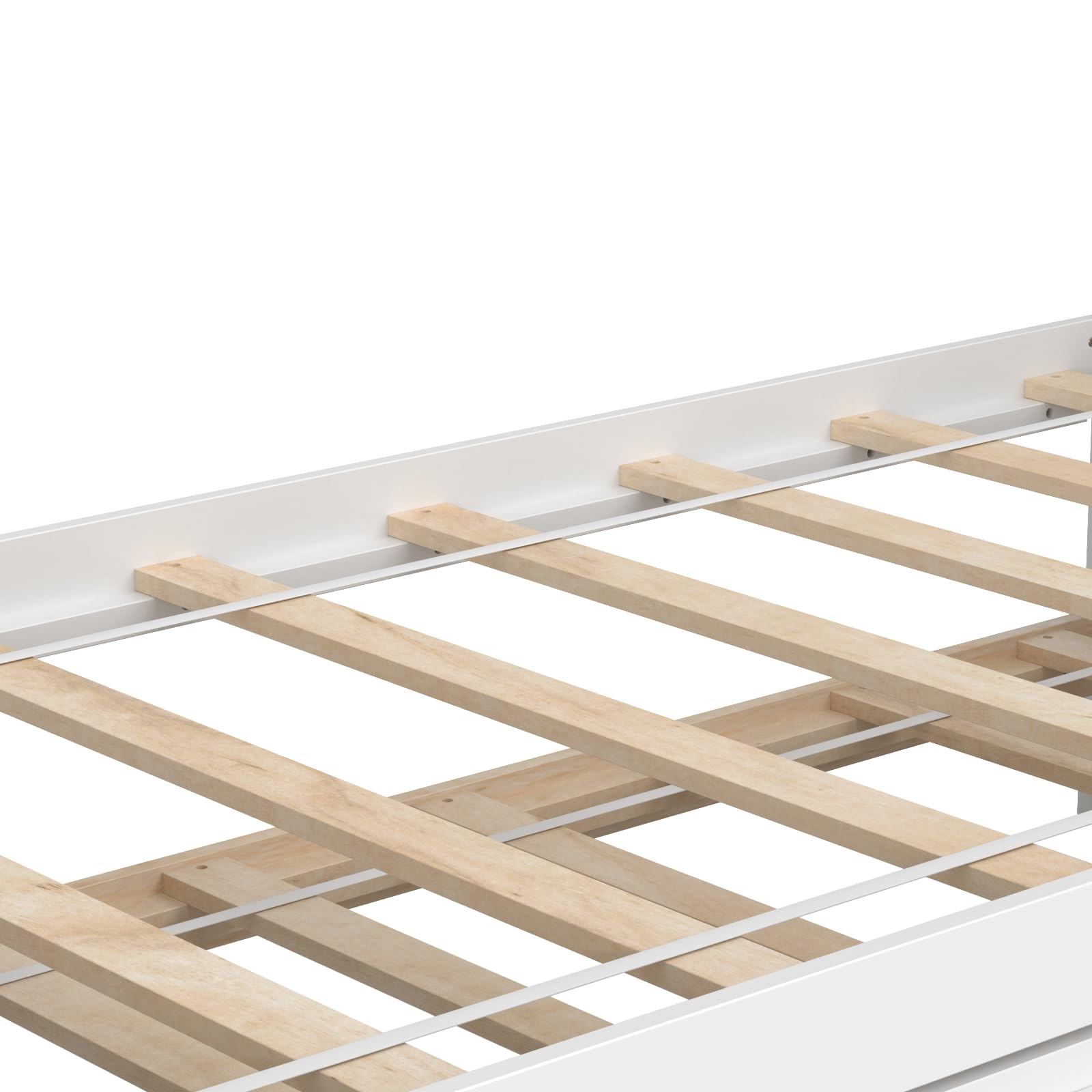 KOMFOTT Wood Twin Trundle Bed with Storage Drawers, Daybed with Trundle, No Box Spring Needed Daybed Frame, Twin Size Captain’s Bed