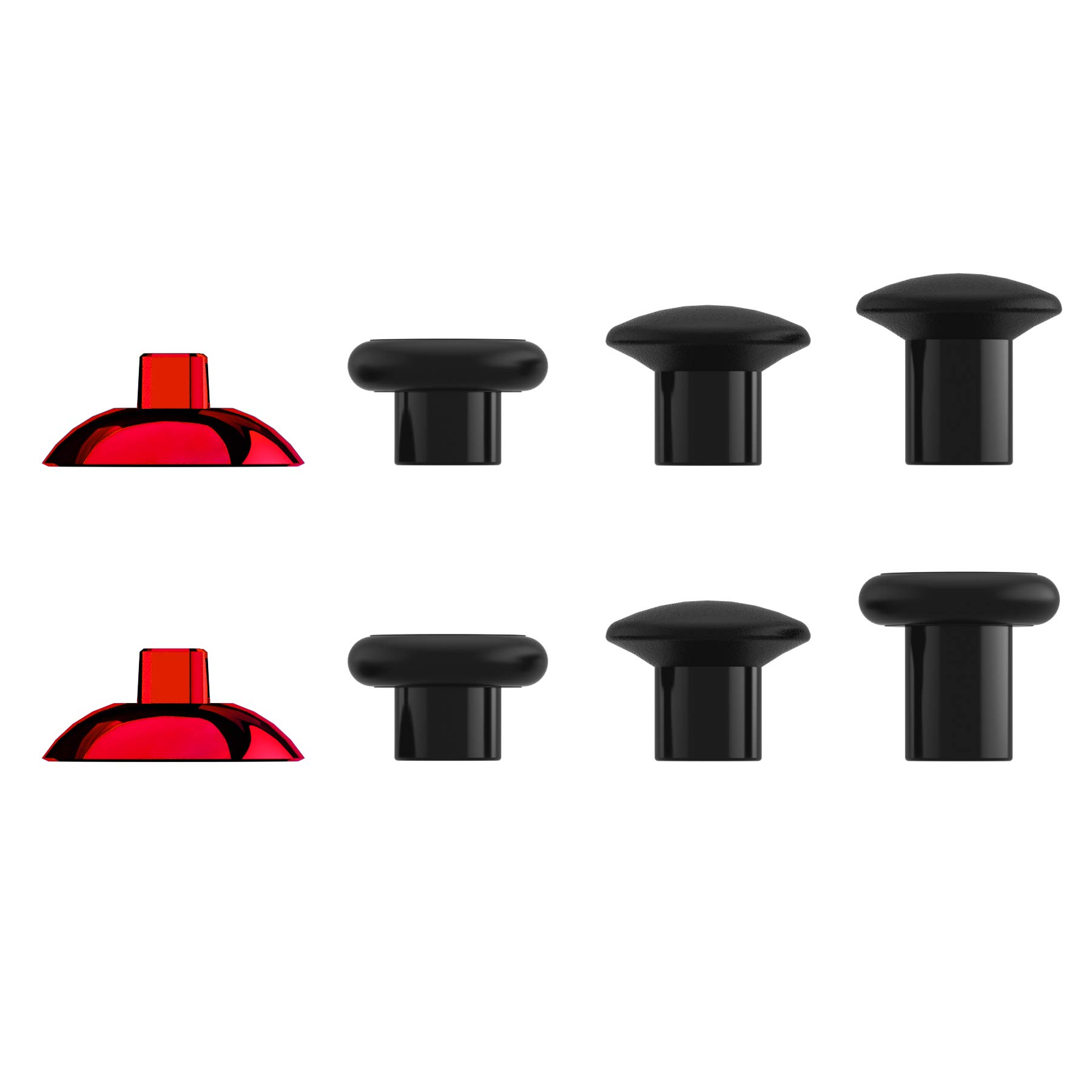 eXtremeRate ThumbsGear Interchangeable Thumbstick for Xbox Controller - Improve Comfort - Chrome Red 3 Height Domed & Concave Grips Ergonomic Adjustable Joystick for Xbox Core, for Xbox One S/X/Elite