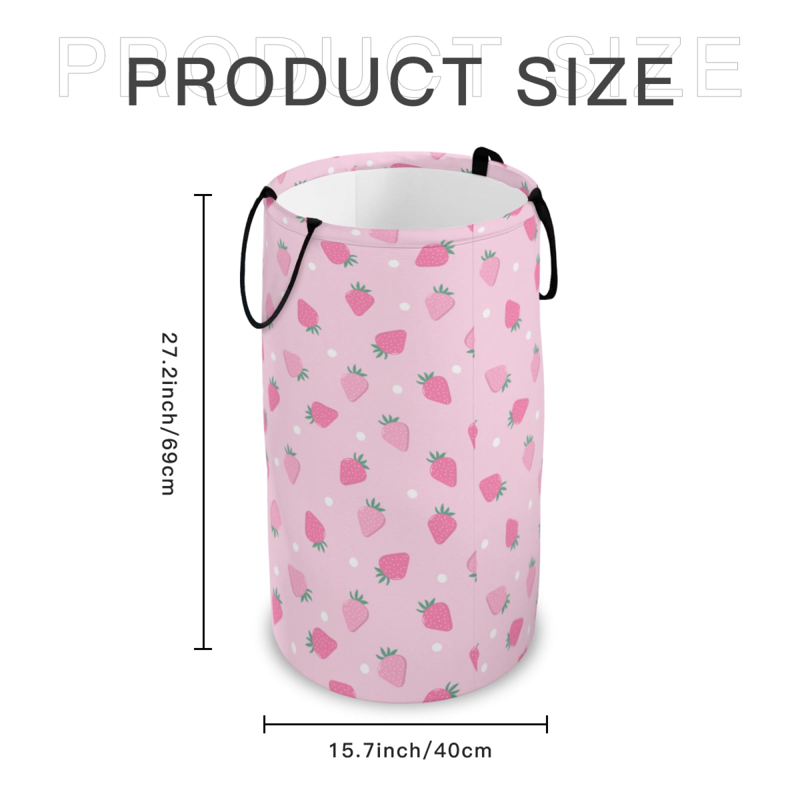 Cute Strawberry Pink Laundry Basket with Handle 86L Laundry Hamper Collapsible Toys Storage Basket Toys Room Storage Basket