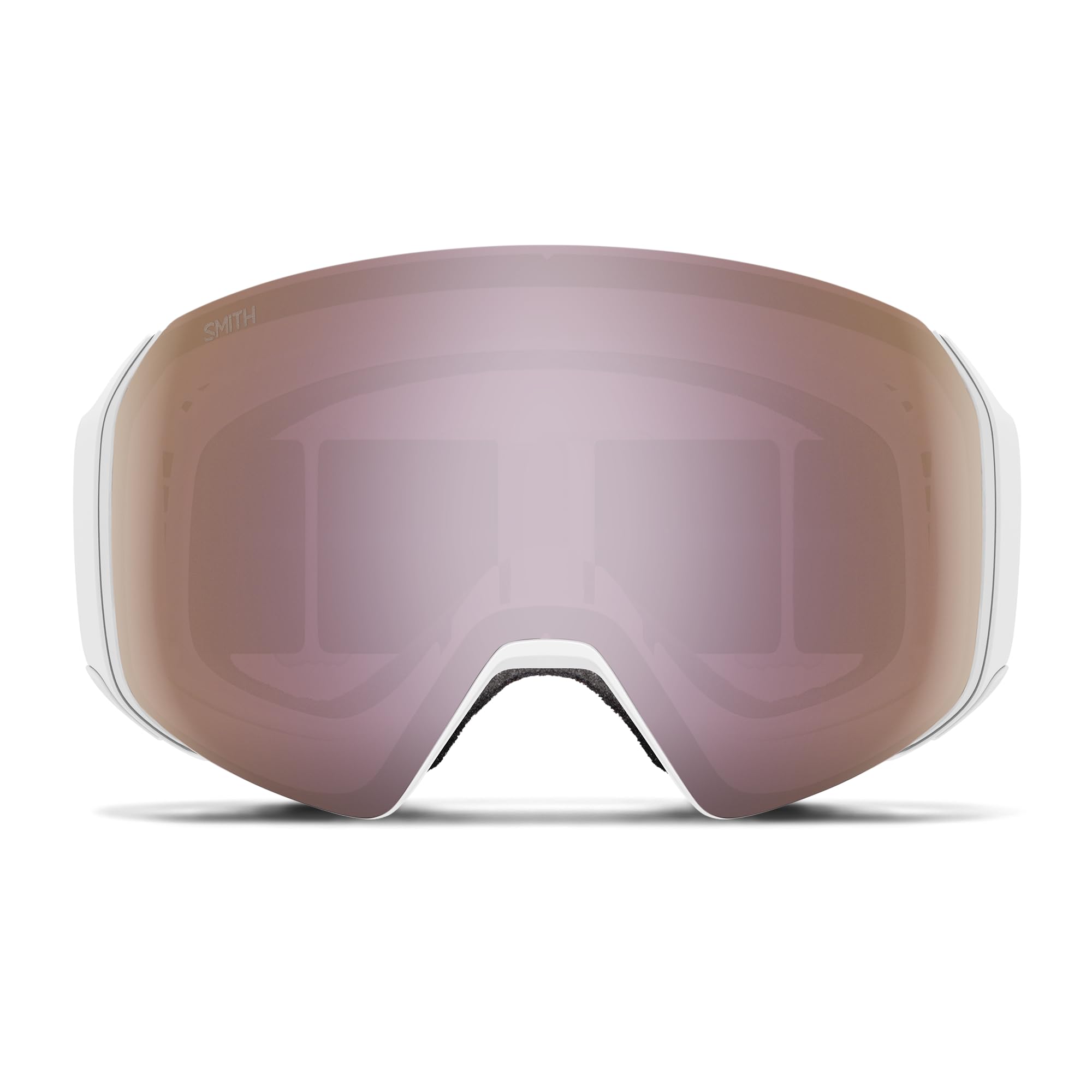 SMITH 4D MAG S Goggles with ChromaPop Lens – Performance Snowsports Goggles with Easy Lens Change Technology for Skiing & Snowboarding – White Chunky Knit + Everyday Rose Gold Mirror Lens