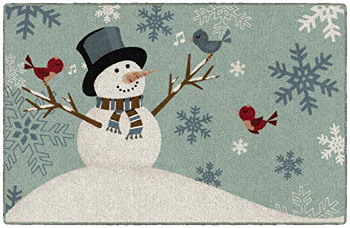 Brumlow MILLS Snowman Songs Holiday Decorative Christmas Celebration Area Rug for Front Door, Entryway, Kitchen or Bedroom Mat, 2'6" x 3'10", Teal
