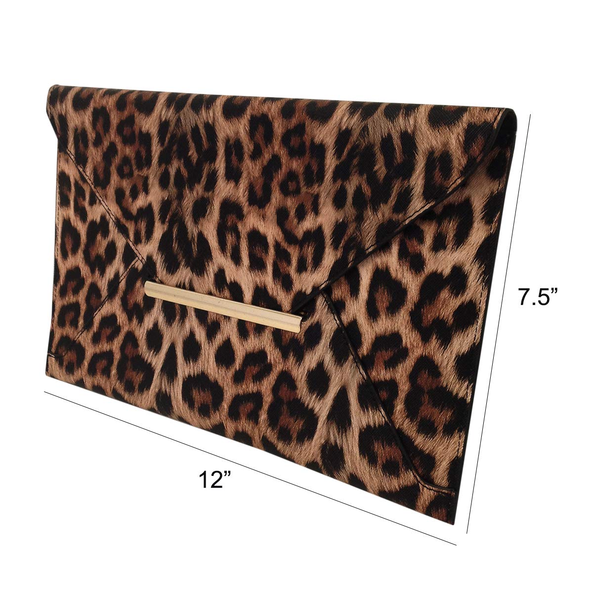 JNB Synthetic Leather Flat Envelope Leopard Print Clutch, Beige