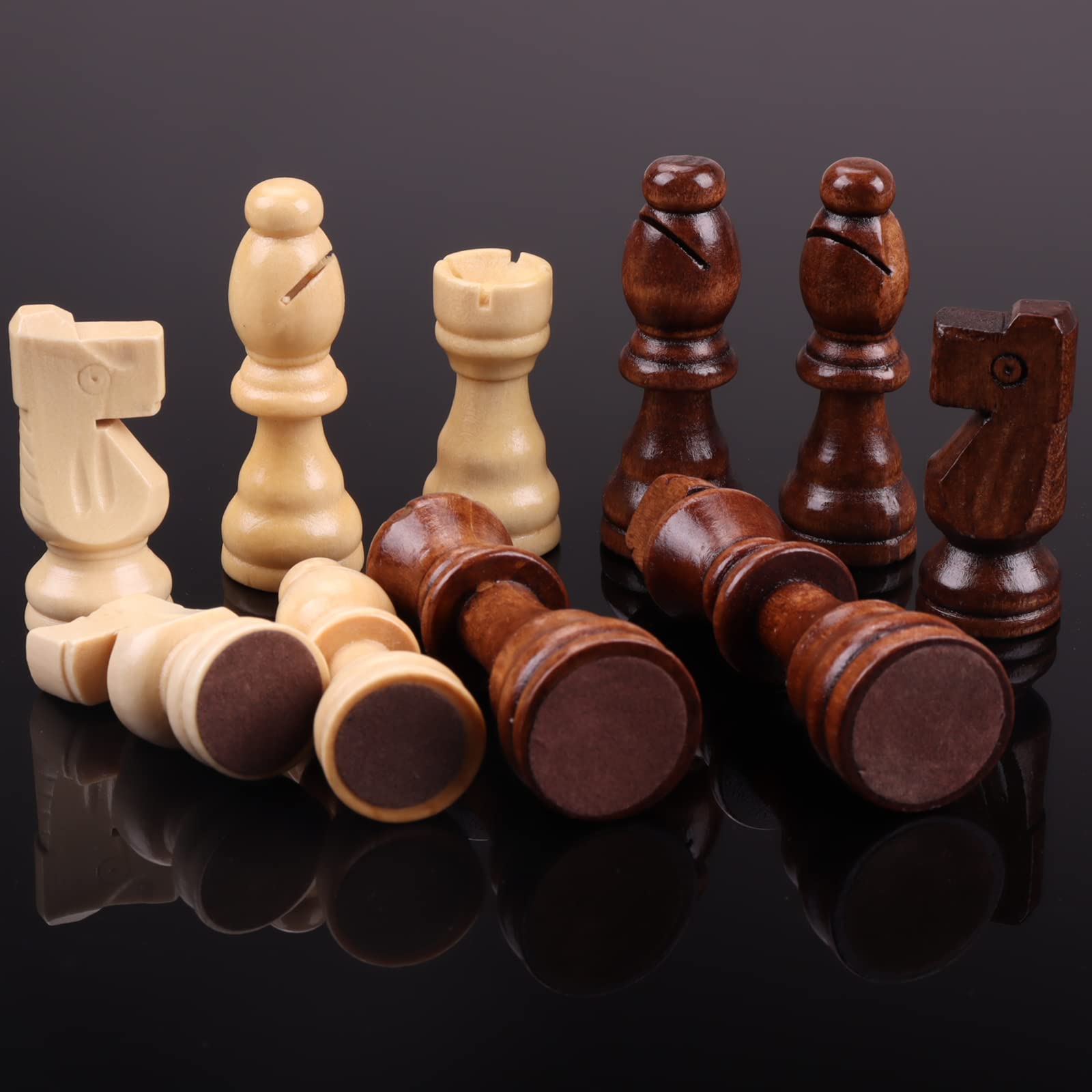ziphia Wooden Chess Pieces Only, 32 Pieses Standard Tournamen Staunton Wood Chessmen - 3.05 Inch King / Storage Bag / Gift Package Replacement of Missing Piece