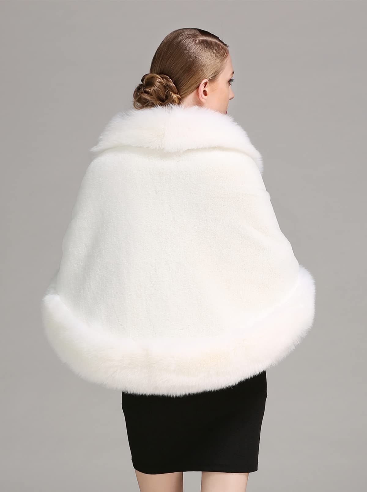 BEAUTELICATE Women's Faux Fur Shawl Wrap Stoles for Bridal Wedding Dresses