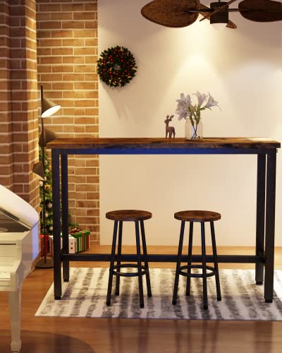 DKLGG Small Bar Table with Stools, Rectangle Bar Table and Chairs Set, Counter Height Tabletop for Breakfast Restaurant Dinner Living Party Room Small Space, 3-Piece Pub Dining Furniture, Bistro Set