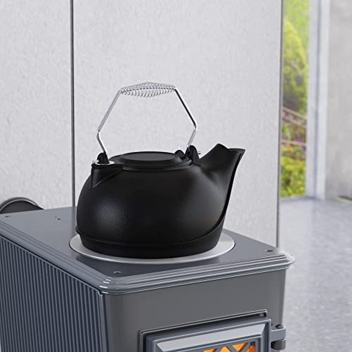 Fire Beauty Humidifying Iron Kettle,Stove Humidifier,Wood Stove Kettle,Cast Iron,Chrome handle