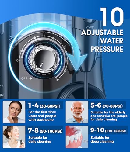 Electric Toothbrush with Water Flosser,600ML Oral Irrigator Water Flosser with 7 Jet Tips,10 Adjustable Water Pressure,Sonic Electric Toothbrush with 2 Brush Heads,5 Modes(Black)