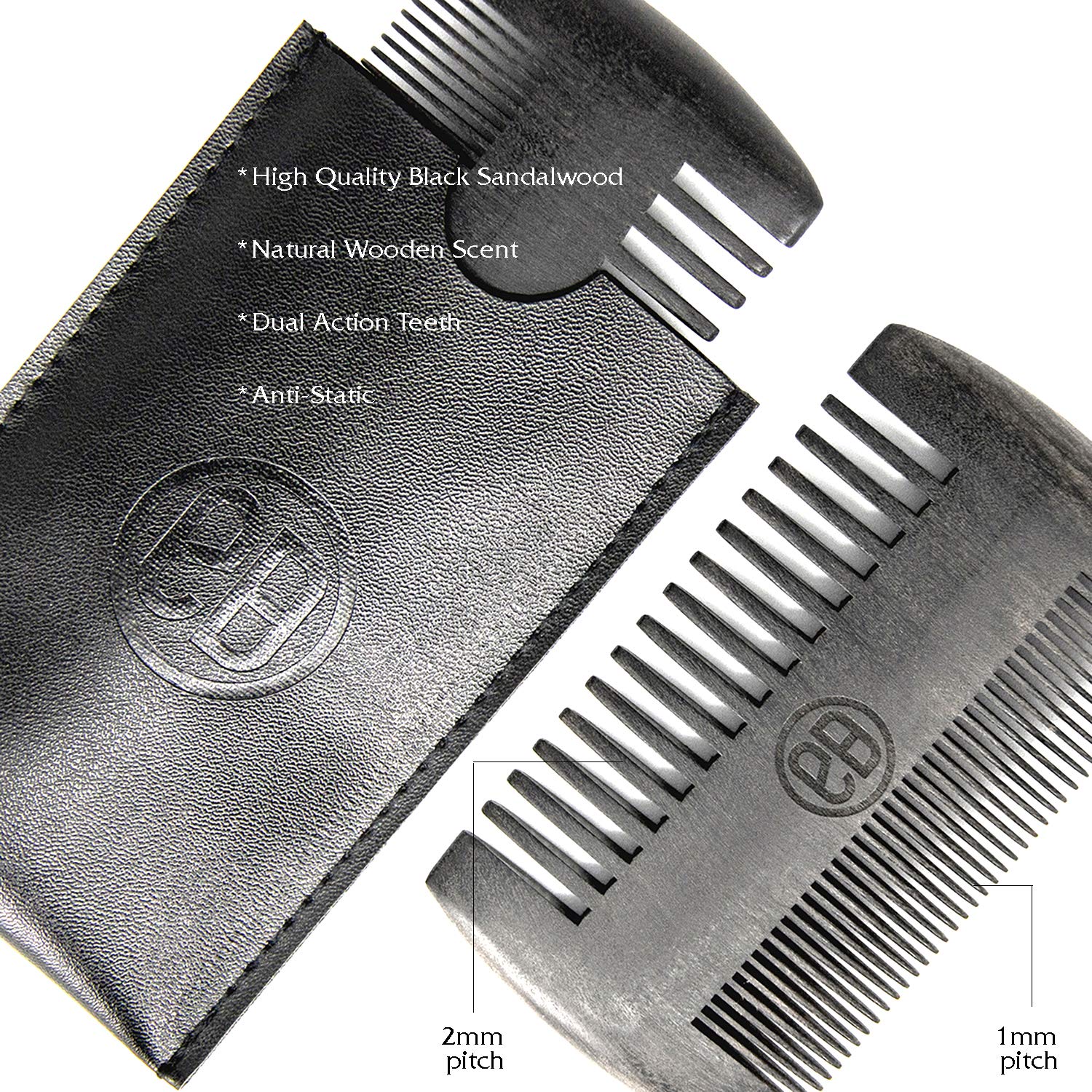 Beard Brush & Beard Comb Kit, Natural Boar Bristle Brush, Authentic Sandalwood Dual Action Comb & Durable Case, Mustache Trimming Scissors, Linen Pouch Bag, Gift Box Set for Men's Daily Grooming Care
