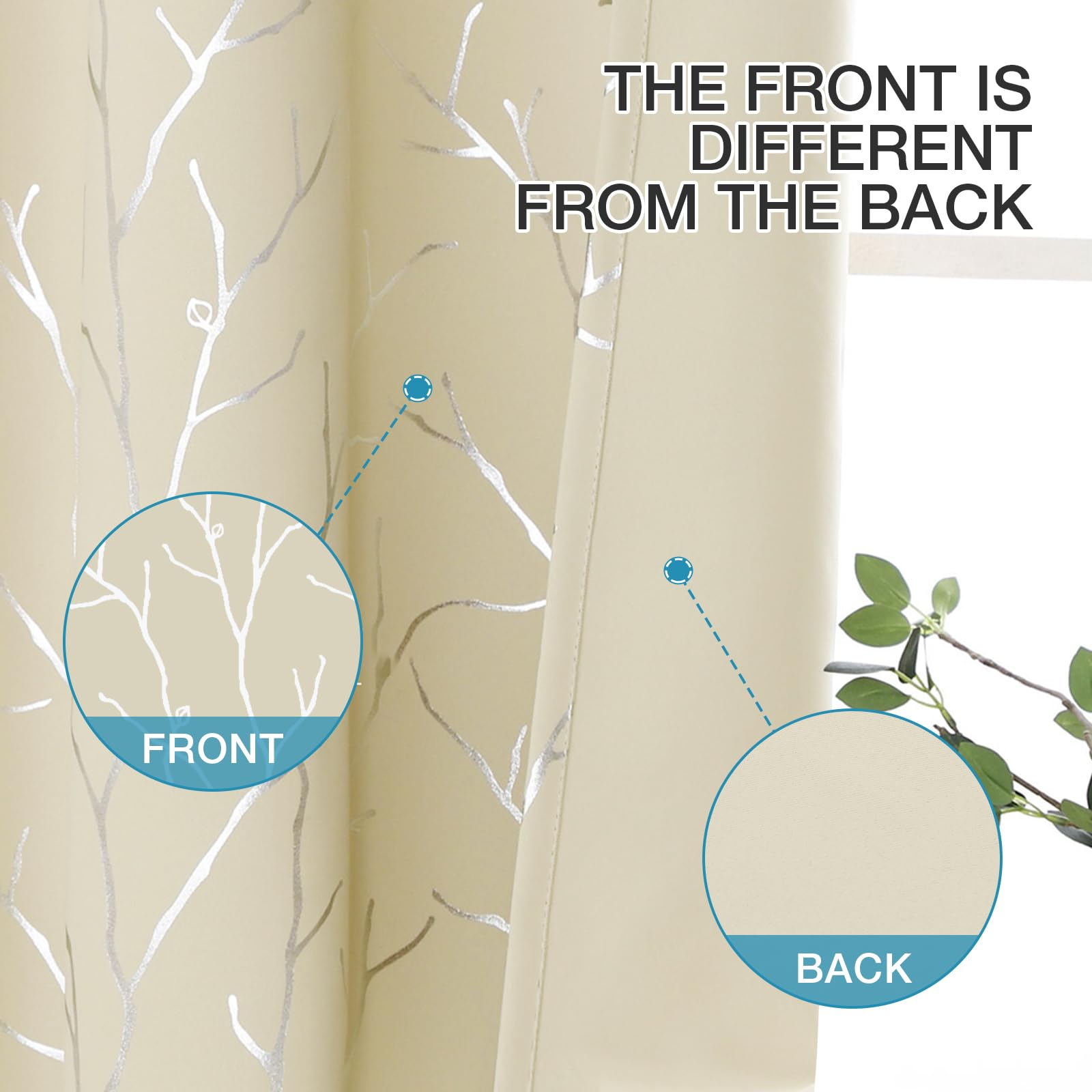 BUHUA Grommet Top Window Draps for Living Room Bedroom Curtains Energy Saving Room Darkening Impede Light Privacy Curtains, 52W x 84L, 2 Panels, Beige