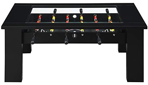 Hanover Foosball Coffee Table with Telescopic Rods and Counterbalanced Players, Black