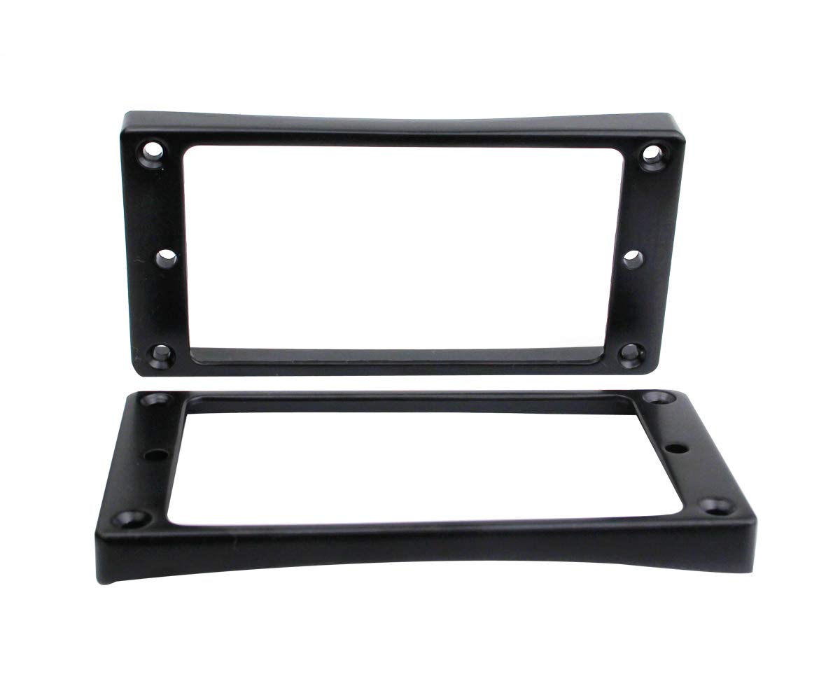 Black Metal Humbucker Pickup Mounting Ring Set - 2PCS Curved Bridge and Neck Pickups Cover Frame Tapered Compatible with LP Electric Guitar