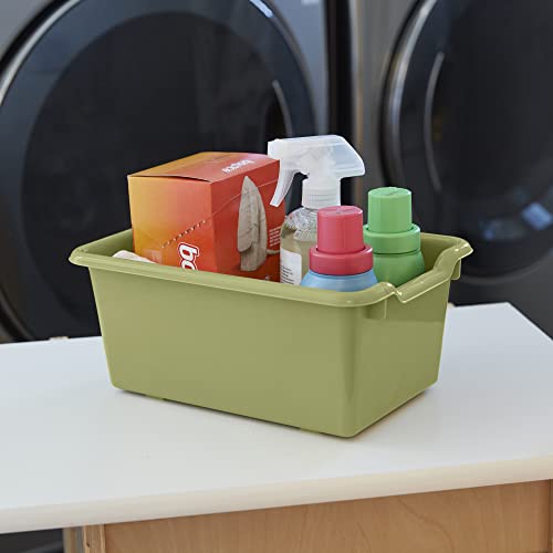 ECR4Kids Scoop Front Storage Bin, Multipurpose Organization, Fern Green, 5-Piece