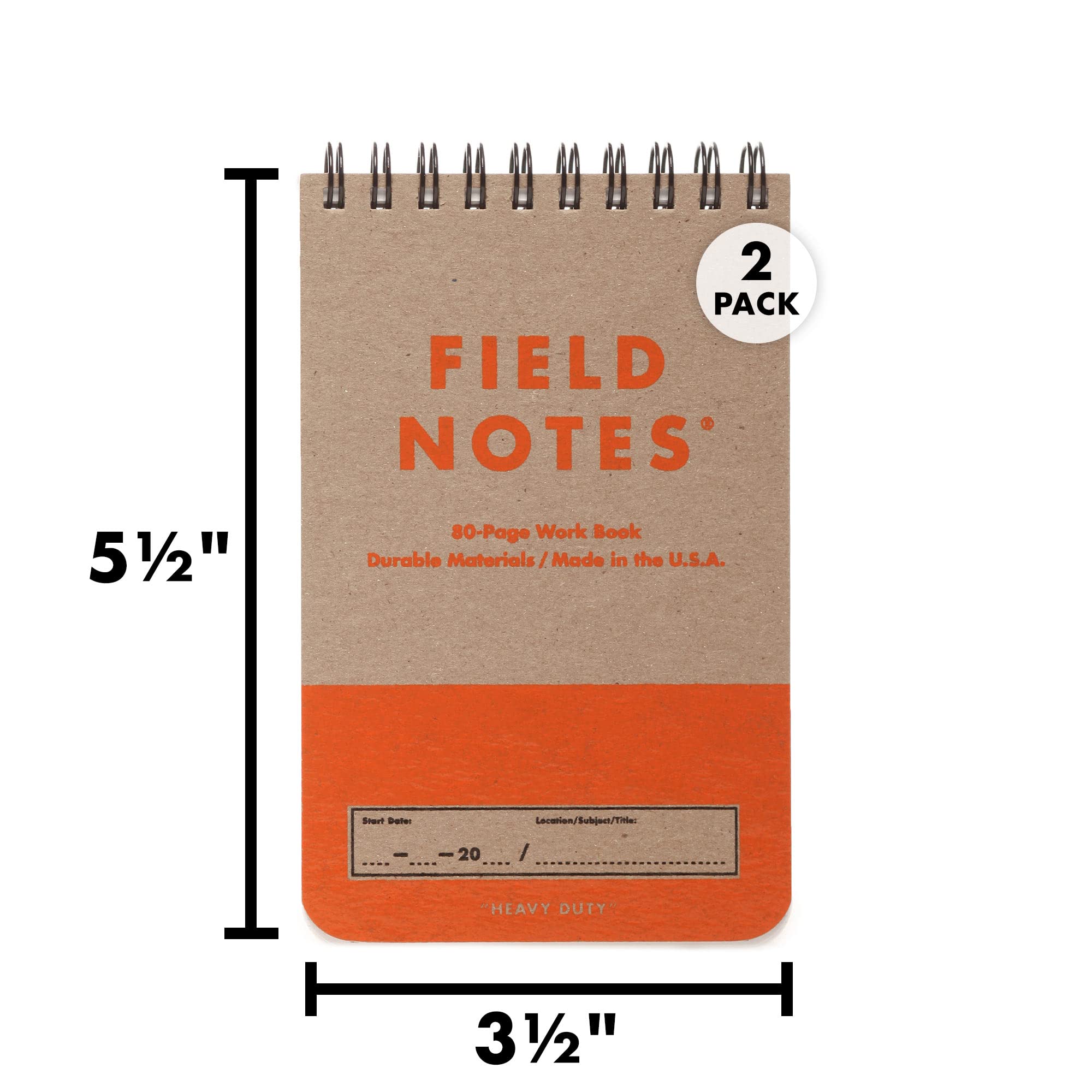 Field Notes: Heavy Duty Edition 2 Pack - Top Spiral Bound Memo Books - Ruled and Graph Paper - 3.5 x 5.5 Inch