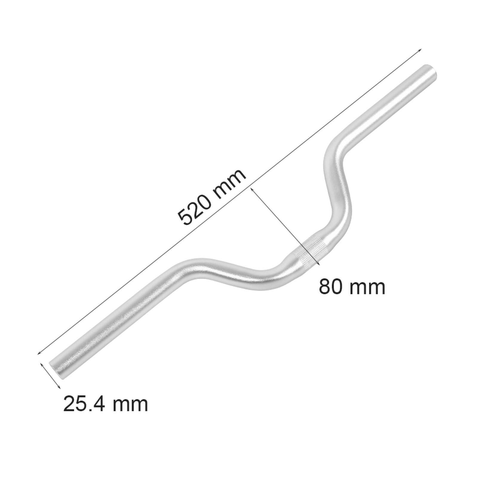 Bicycle Handlebar, Aluminum Alloy Swallow Shaped Handlebar 25.4mm*520mm Riser Handlebar for Mountain Road Bikes( Silver)