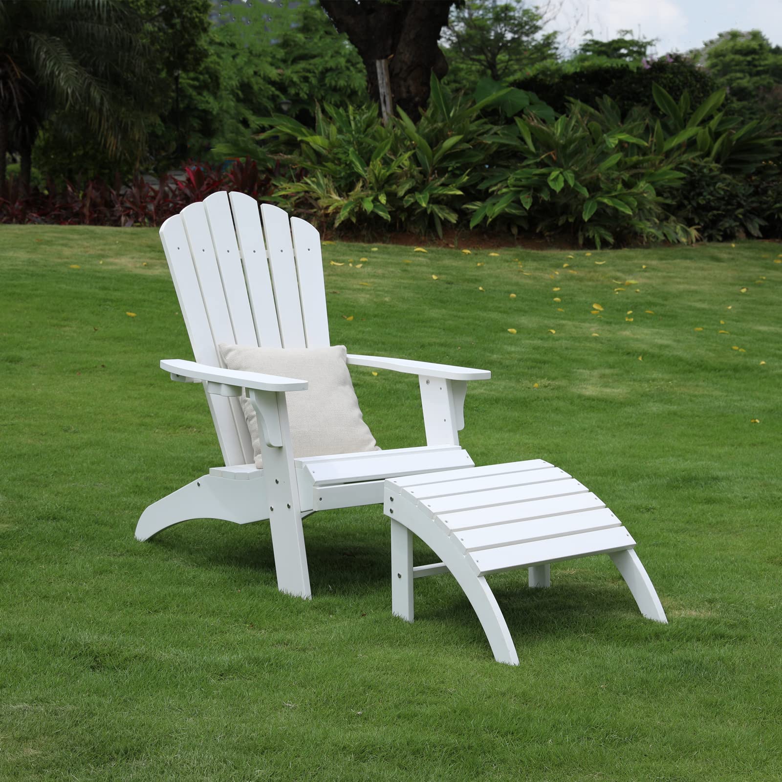 Psilvam Adirondack Ottoman, Adirondack Footstool for Adirondack Chair Weather Resistant Foot Rest for Outdoor Porch, Yard, Garden(White)