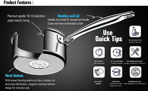 Cook N Home Lid 2-Quart Stainless Steel Saucepan, Silver
