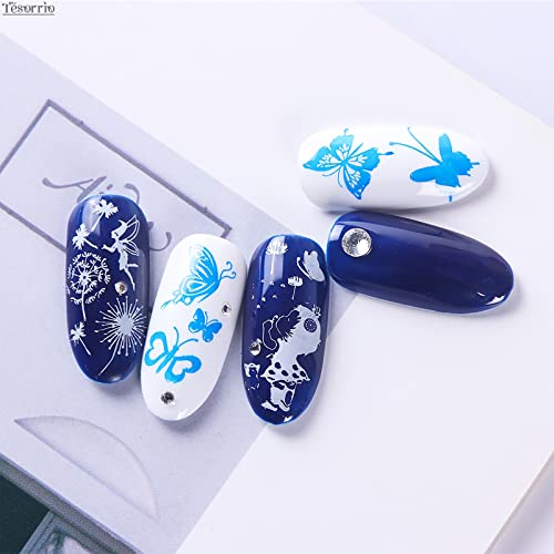 Gel Polish Design Nail Art Stamper - 12Pcs Stamp for Nails Plate Set Stamp Tool for Nails Flower Beauty Butterfly Stamps for Slow Drying Nail Polish - Manicure Set Art Kit