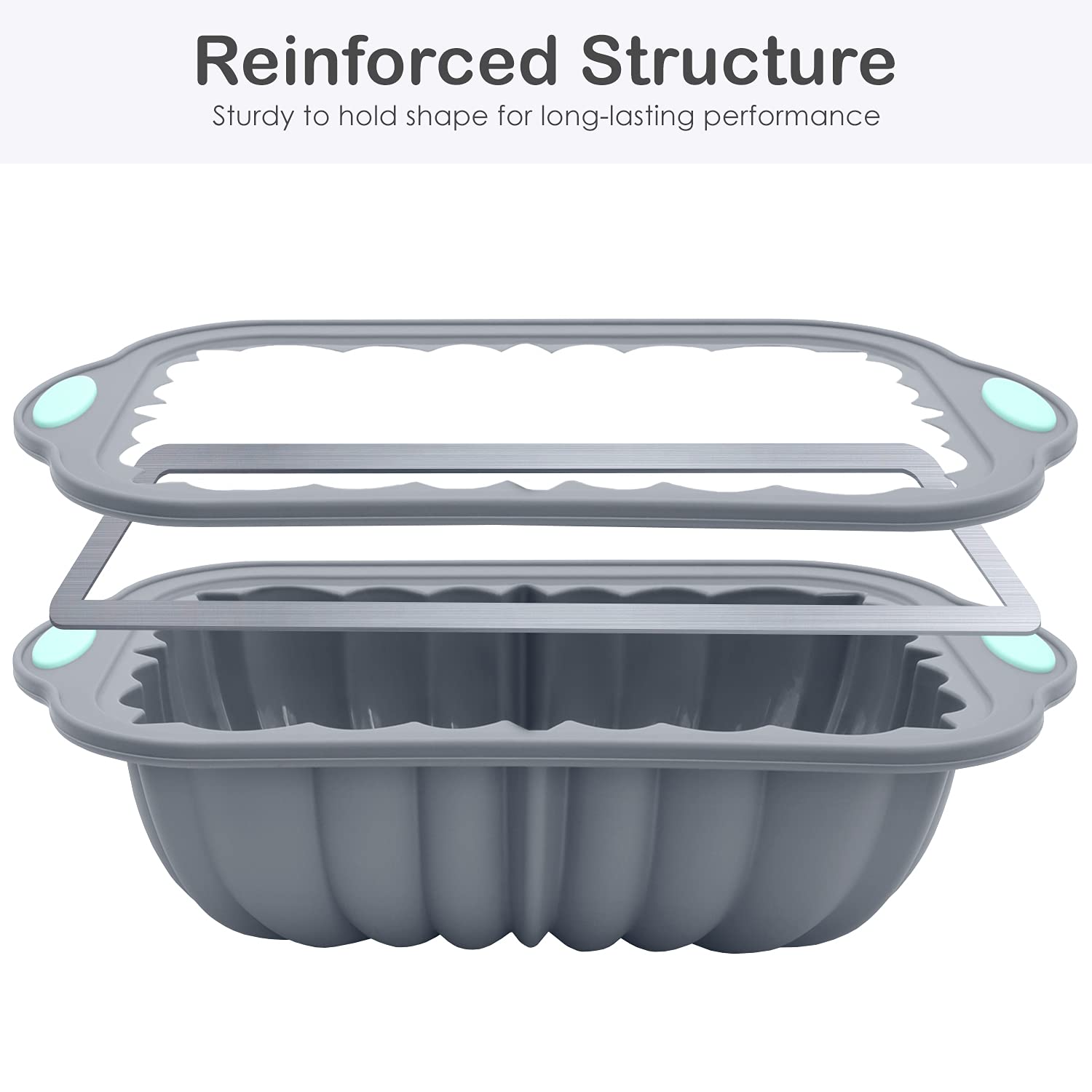 Chicrinum Silicone Bread Loaf Pan, Non-Stick Food Grade Silicone Baking Mold, Meatloaf Pan with Metal Reinforced Frame More Strength