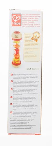 Hape Beaded Raindrops | Mini Wooden Musical Toddler Instrument, Shake & Rattle Rainmaker Toy, Red