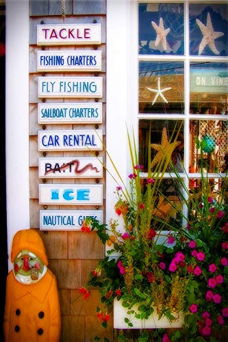 Buyartforless Bait Shop by Jobe Waters 36x24 Graphic Art Photography Canvas, White