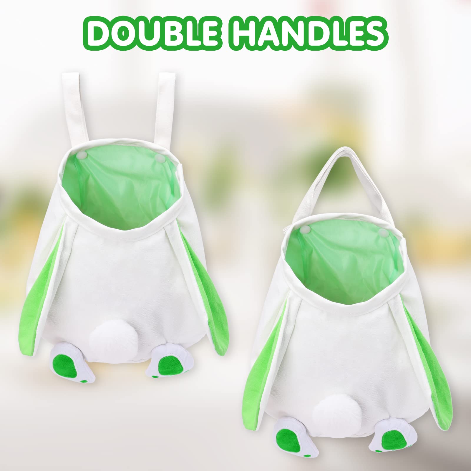 CiyvoLyeen Easter Bunny Basket Cute Rabbit Hanging Bag Easter Bunny Bags Easter Egg Hanging Pod Easter Gifts for Kids Spring Storage Bin Car Back Seat Organizer Green