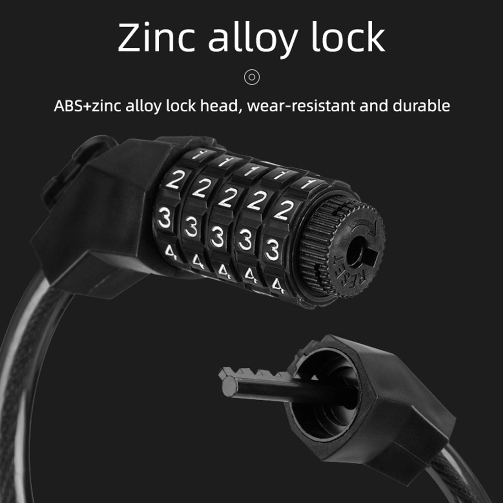 Bicycle Lock, Bike Steel Cable Lock 5-Digit Password Anti-Theft Lock for Cycling Security Bicycle Accessories(Black)