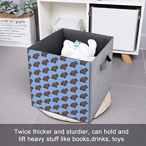 Cute Capybara Collapsible Storage Bins Basics Folding Fabric Storage Cubes Organizer Boxes with Handles