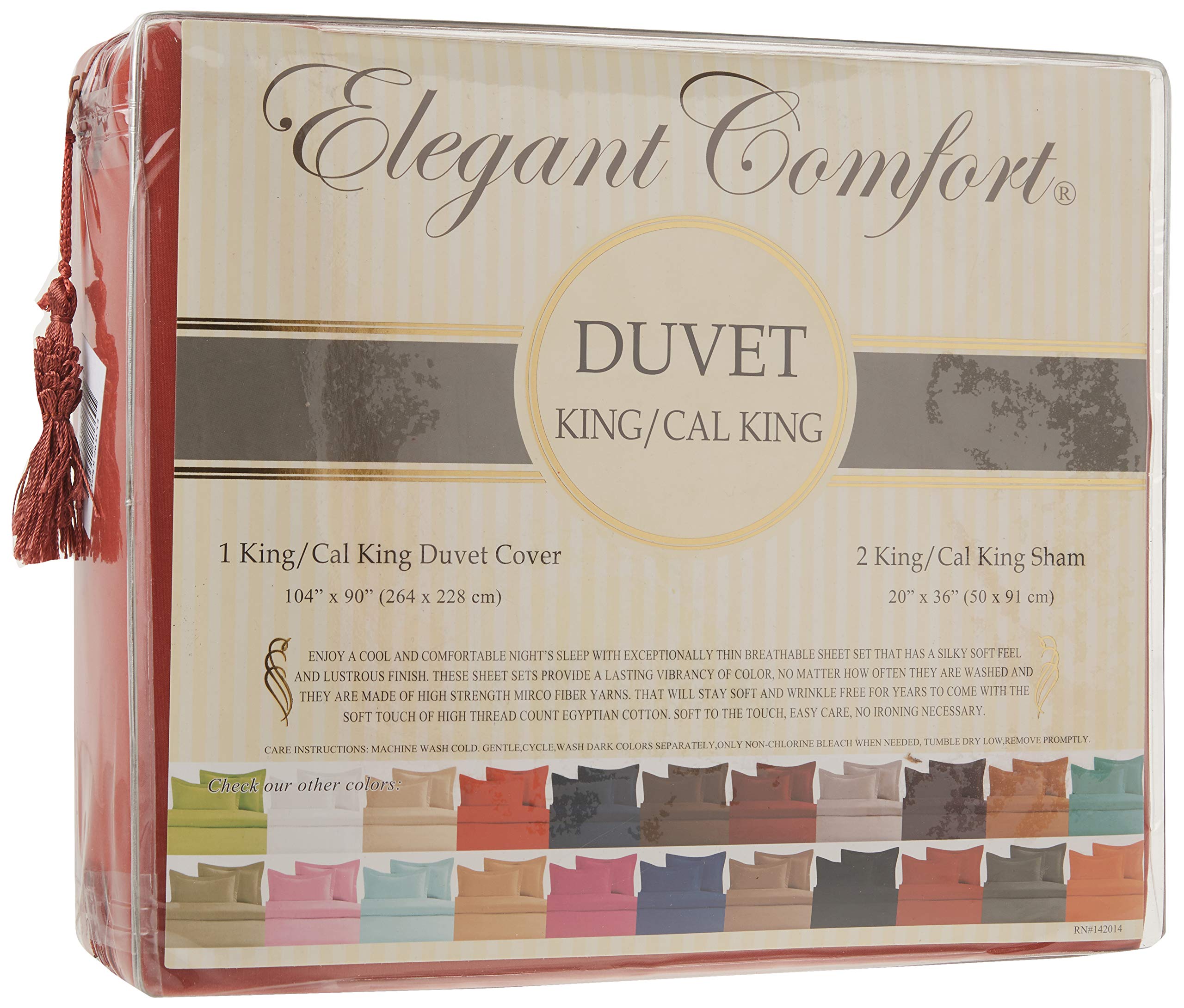 Elegant Comfort ® 1500 Thread Count - Wrinkle Resistant - Egyptian Quality 3pc Duvet Cover Set, Solid, King/Cal-King, Rust
