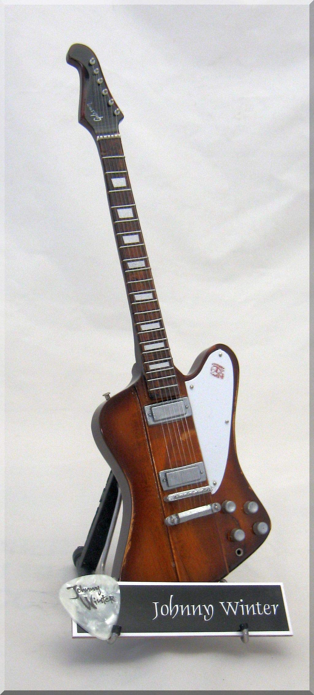 JOHNNY WINTER Miniature Guitar Firebird with Guitar Pick