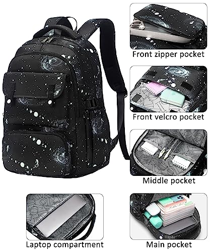 Createy Boys Backpack, Galaxy Backpack for Boys School bags Elementary Bookbags Teens Backpack with Lunch Bag Pencil Case