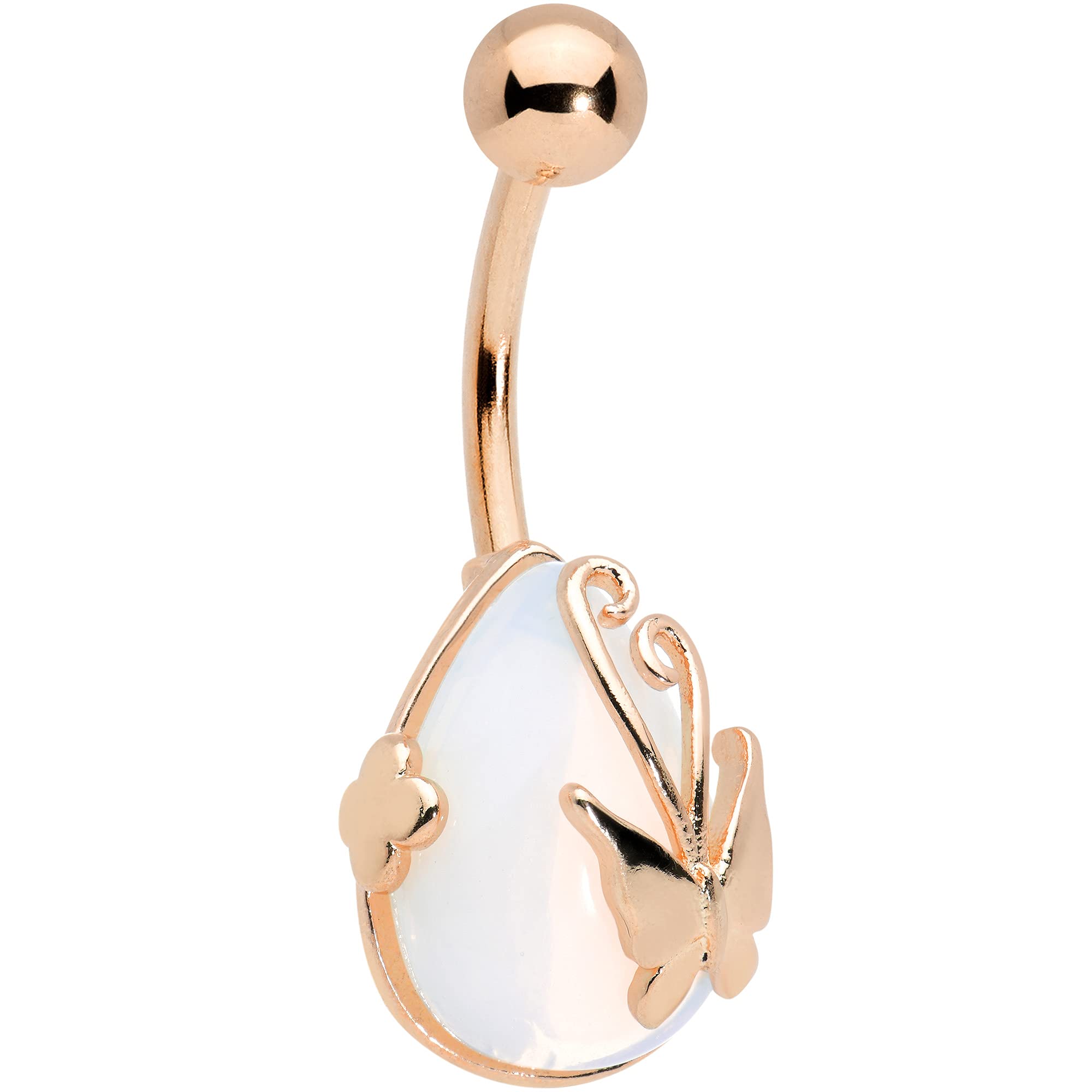 Body Candy Womens 14G Plated Steel Navel Ring Piercing Clear Accent Wrap Butterfly Belly Button Ring