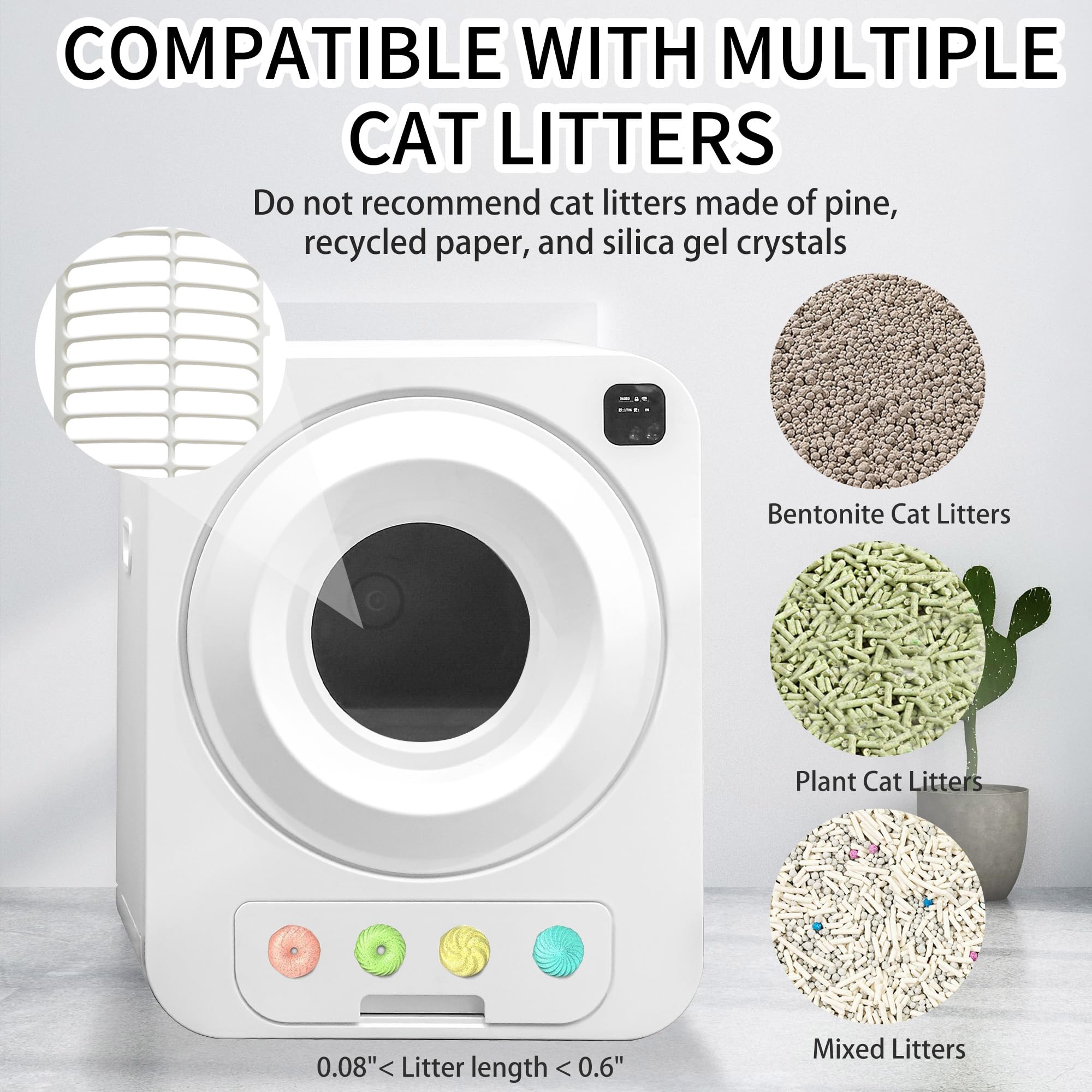 Bebeblue Self Cleaning Cat Litter Box, Automatic Cat Litter Box, No Scooping Odor Removal Health Monitoring Quiet Extra Large Space for Cats Free Cat Bed