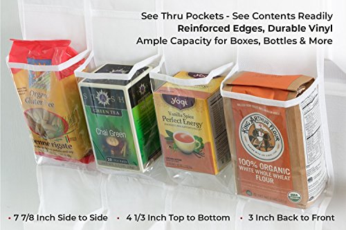 Regal Bazaar Over-The-Door Hanging White Pantry Organizer and Kitchen Storage Unit with 24 Crystal-Clear Vinyl Pockets and 3 Metal Hooks