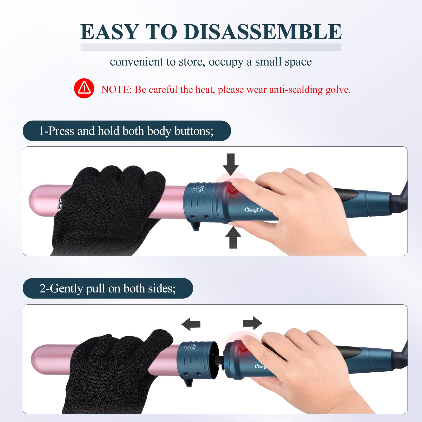 CkeyiN Curling Wand, 1.25 Inch Tourmaline Ceramic Coating Curling Iron with Adjustable Temperature, 30s Fast Heating Hair Curler