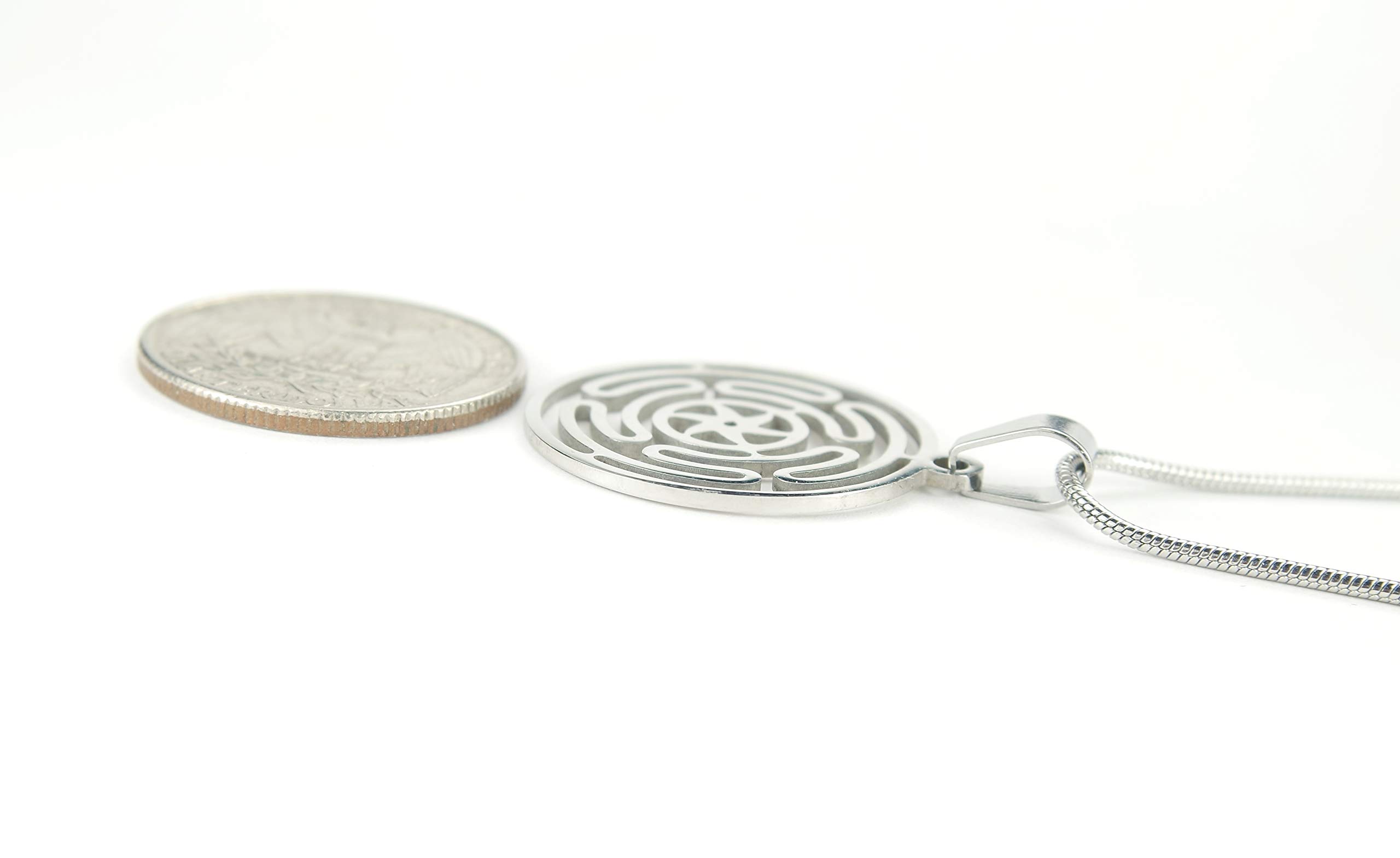 Ann Claridge Wheel of Hecate Necklace, 20" Snake Chain and 25mm Strophalos of Hekate Pendant