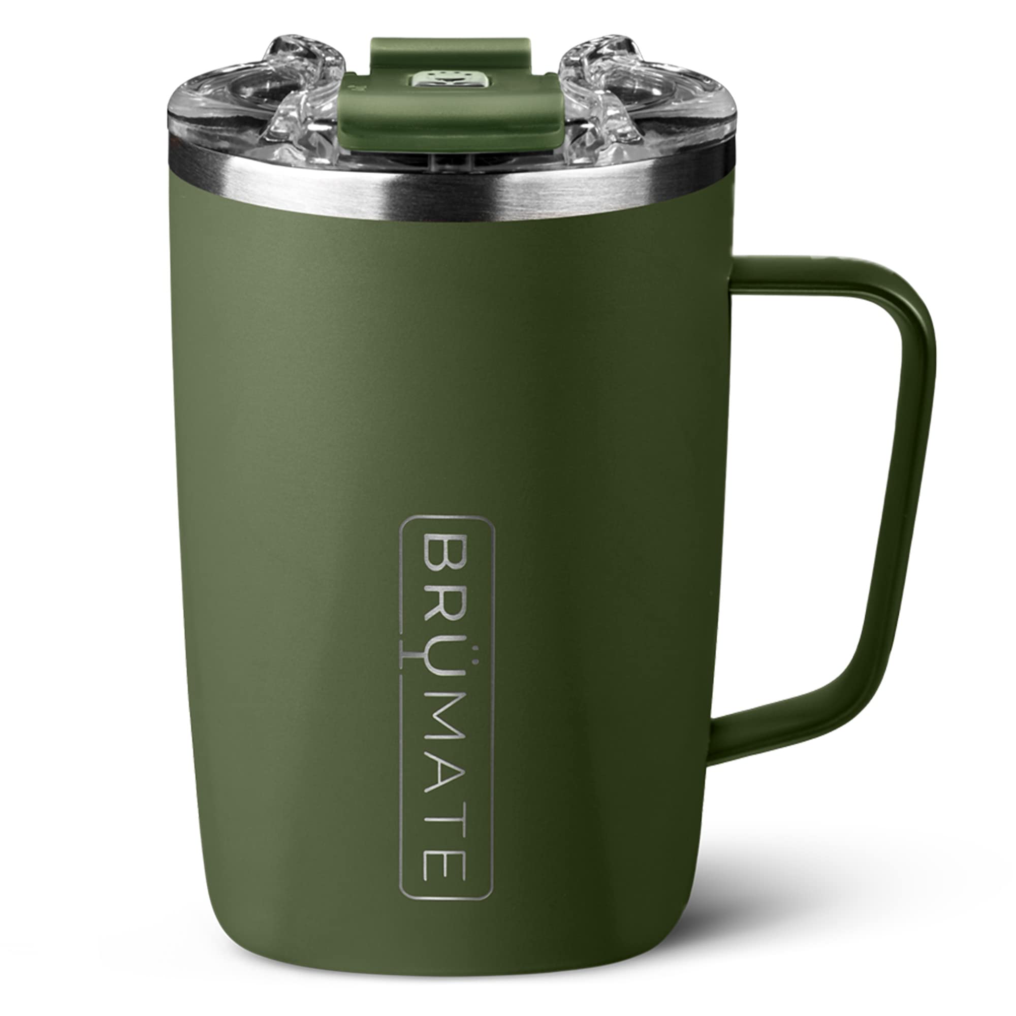 BrüMate Toddy - 16oz 100% Leak Proof Insulated Coffee Mug with Handle & Lid - Stainless Steel Coffee Travel Mug - Double Walled Coffee Cup (OD Green)